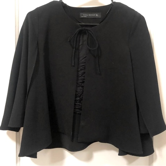 Zara | Jackets & Coats | Very Cute And Light Zara Cape Black Cropped ...